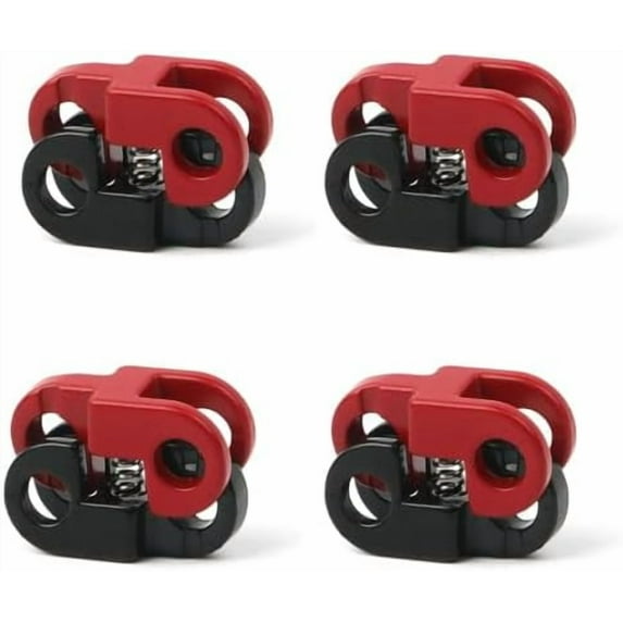 4PCS Black-Red Metal Multi-color Spring Cord Lock End Toggle Spring Stopper Alloy Fastener ...