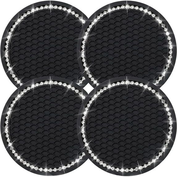 4PCS Bling Car Cup Coasters, Crystal Car Cup Holder Coaster, Rhinestone ...