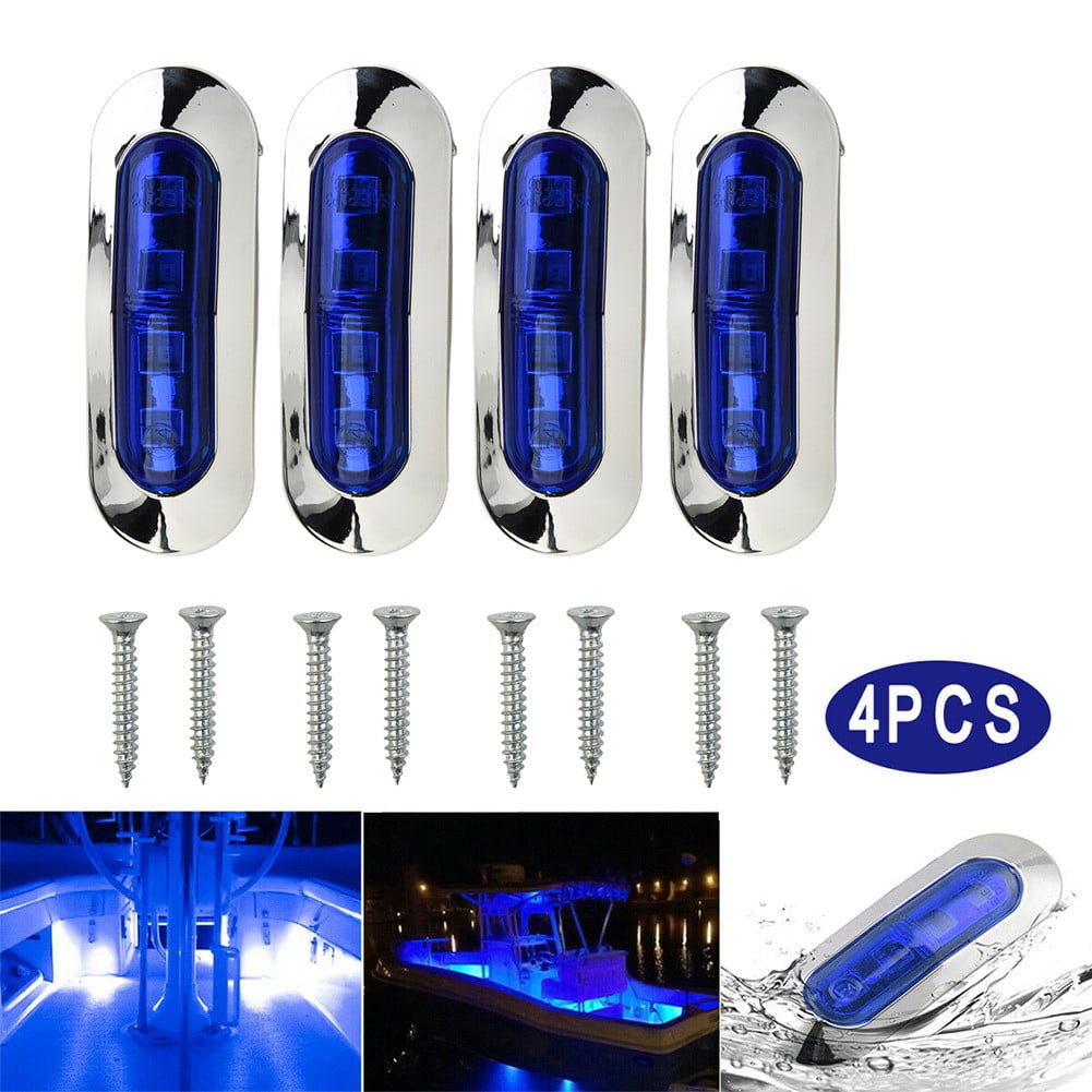 4PCS Blue LED Boat Lights for Marine Truck RV Cabin Deck Walkway ...