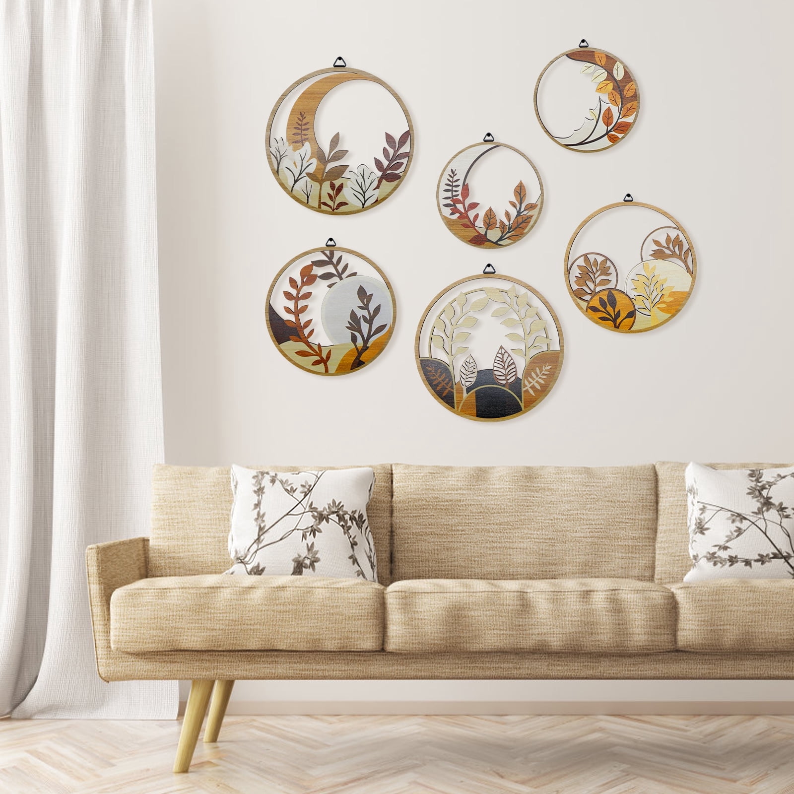 6PCS Boho Wall Art, Rustic Wooden Bohemian Wall Decor, Farmhouse ...