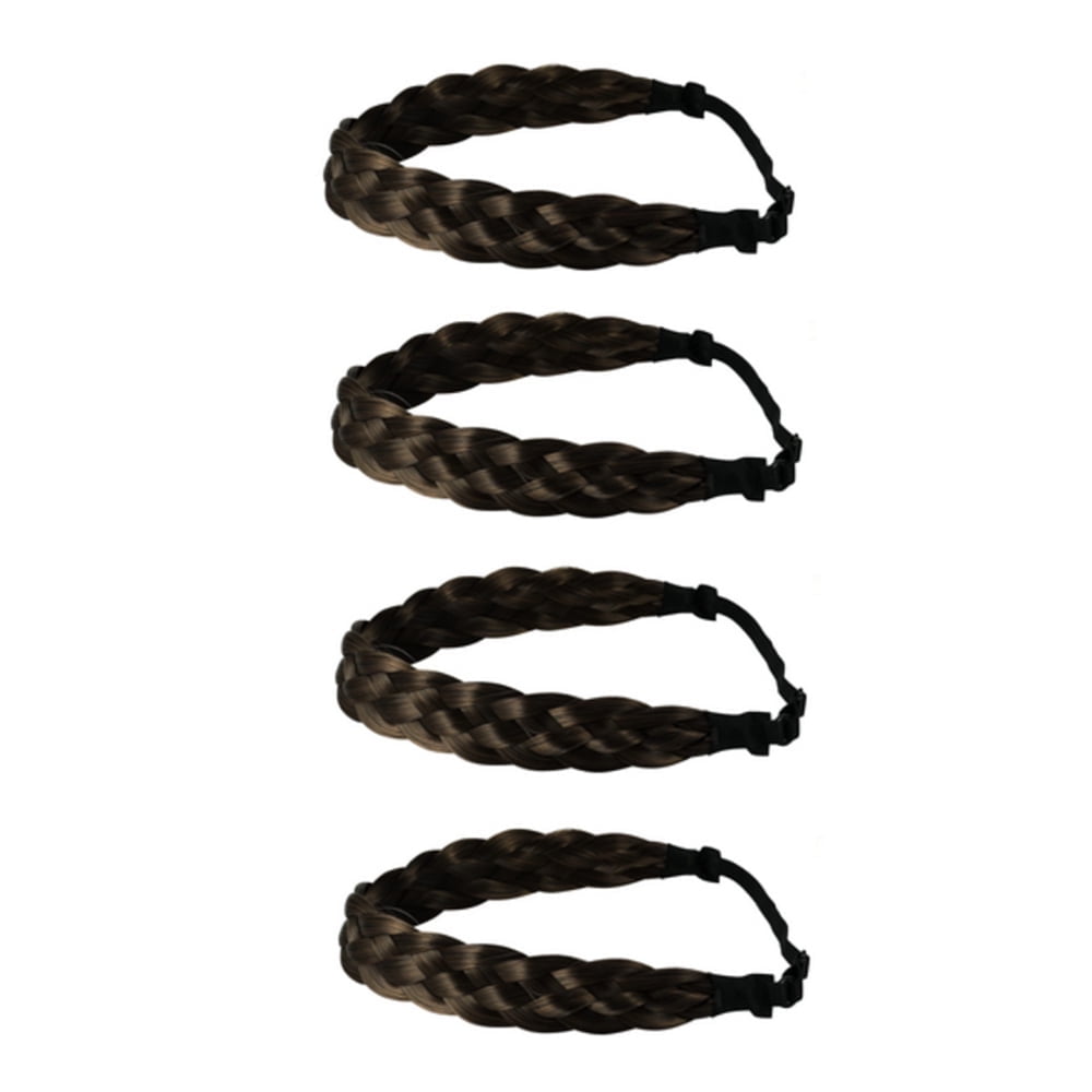 4PCS Braid Headband Chunky Braided Hair Band for Women Synthetic ...