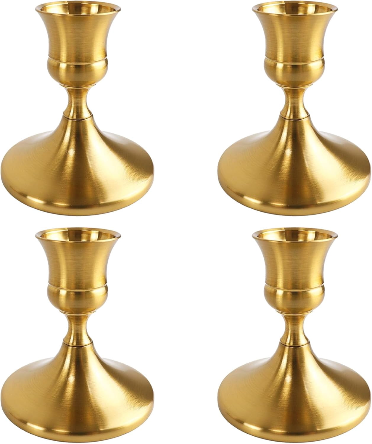 4PCS Brass Gold Candlestick Holders Set, Small Vintage Metal Taper ...