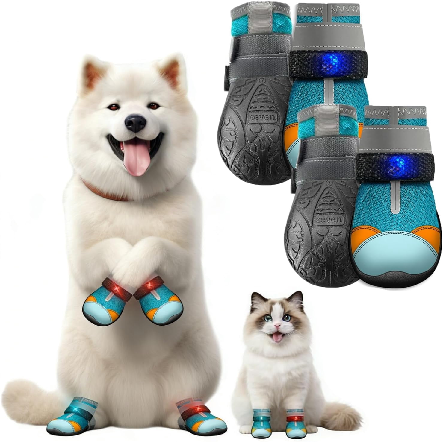 4PCS Breathable Light Up Shoes for Dogs & Cats, Anti-Slip LED Motion ...