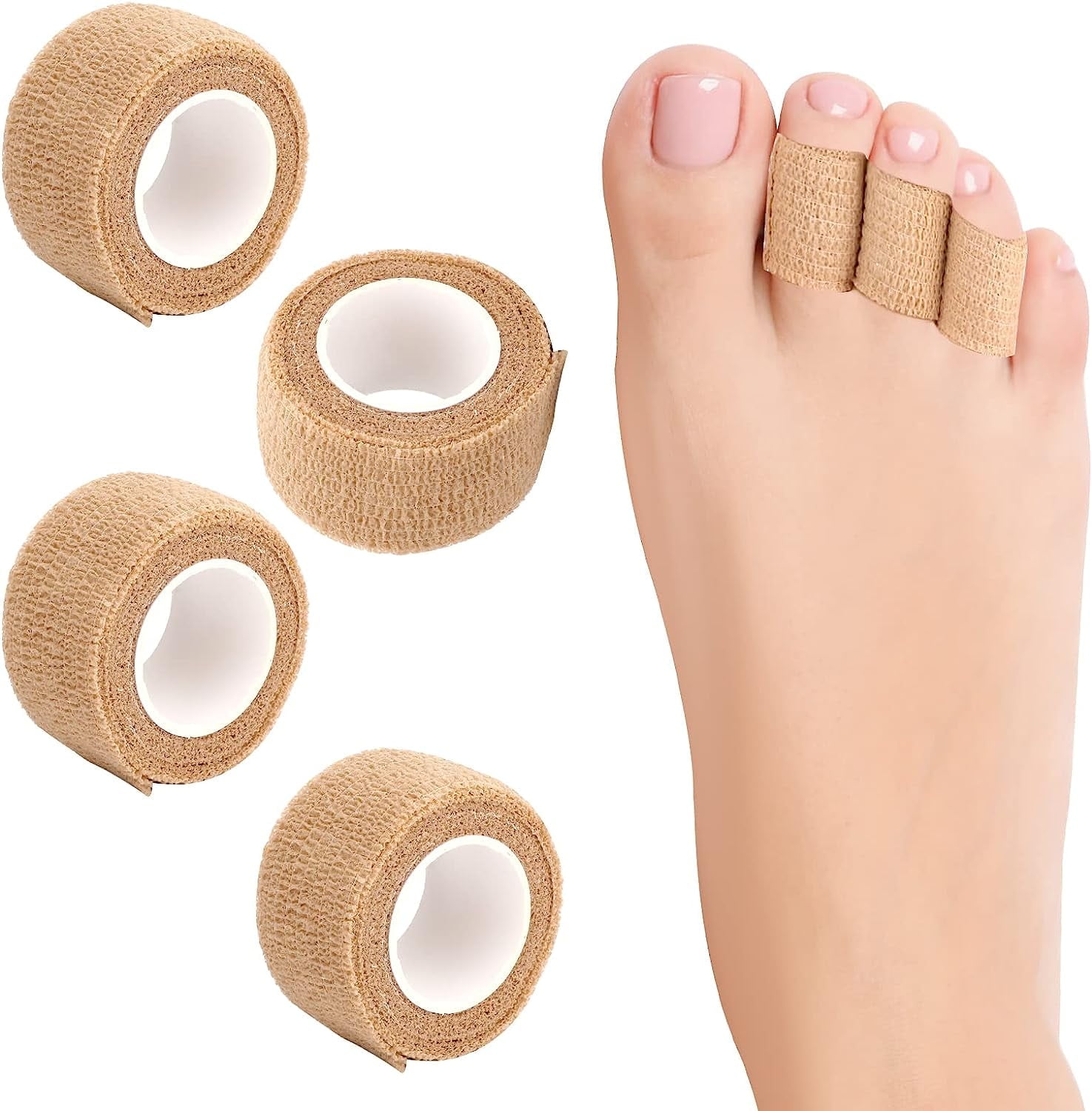 Phogary 4PCS Gel Toe Wraps, Disposable Cushioned Toe Bandages, Toe ...