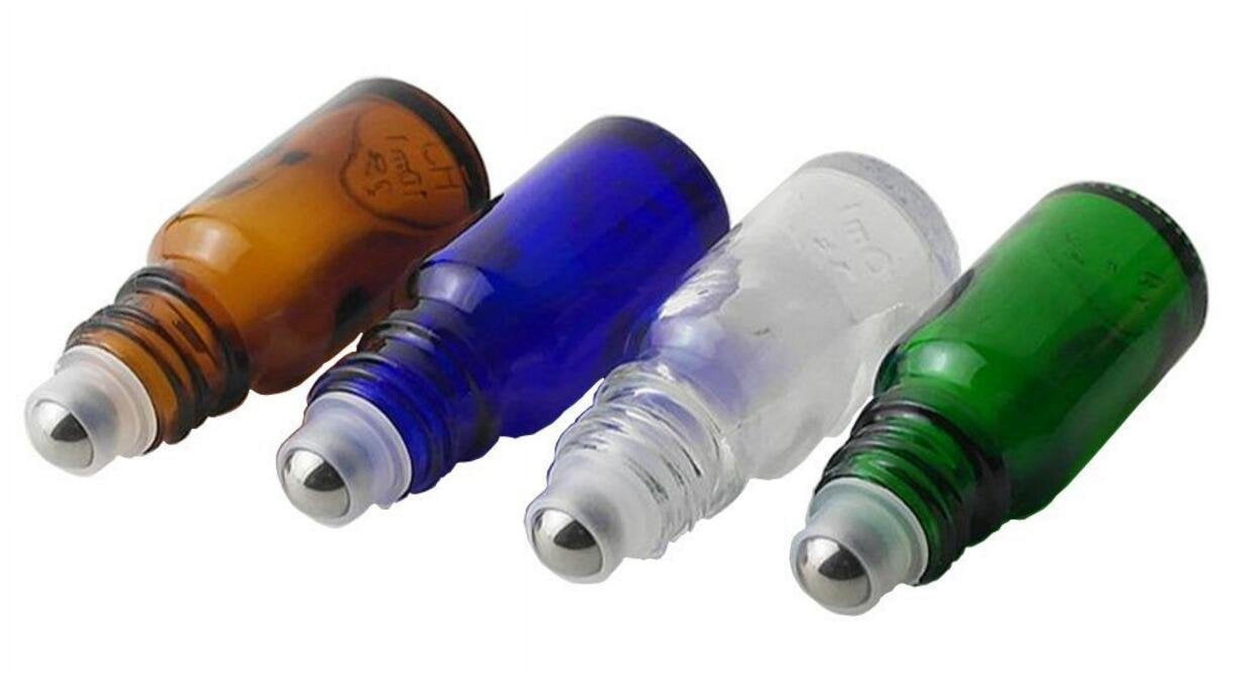 4PCS Brown+Blue+Green+Transparent Glass Roll-on Bottles Perfume ...