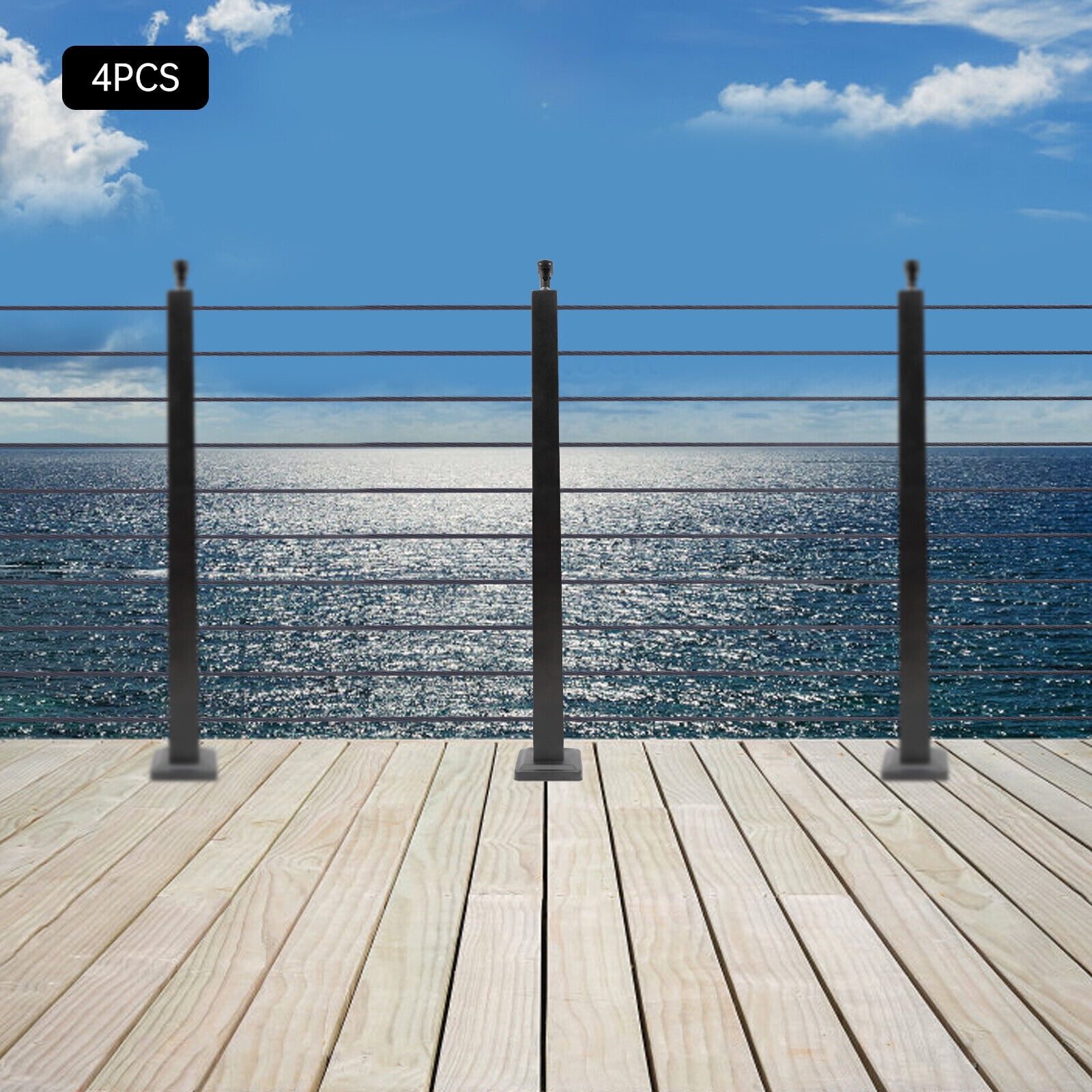 4PCS Cable Railing Posts Deck Fence Posts 36"x2"x2" Stainless Pre ...