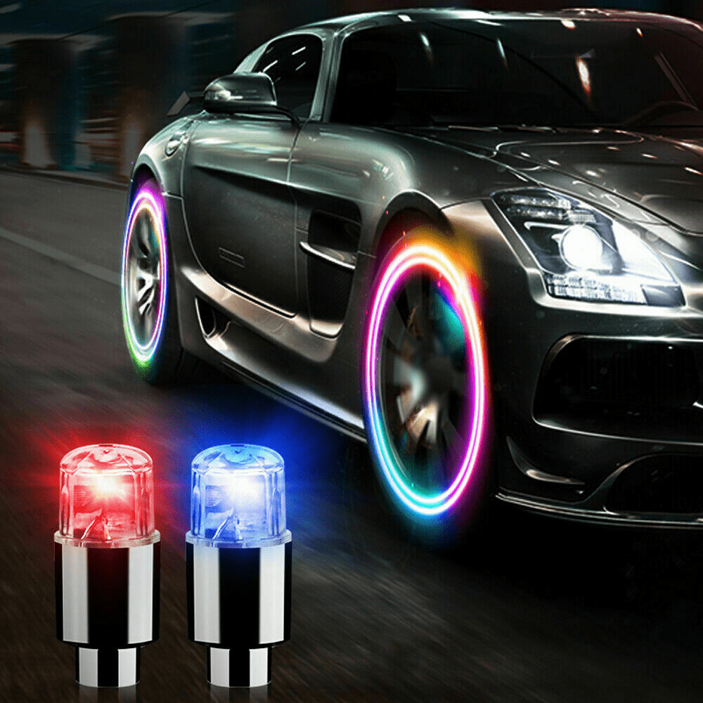Luminous Glow 4PCS Automotive Wheel Tire Tyre Air Valve Stem LED Long ...