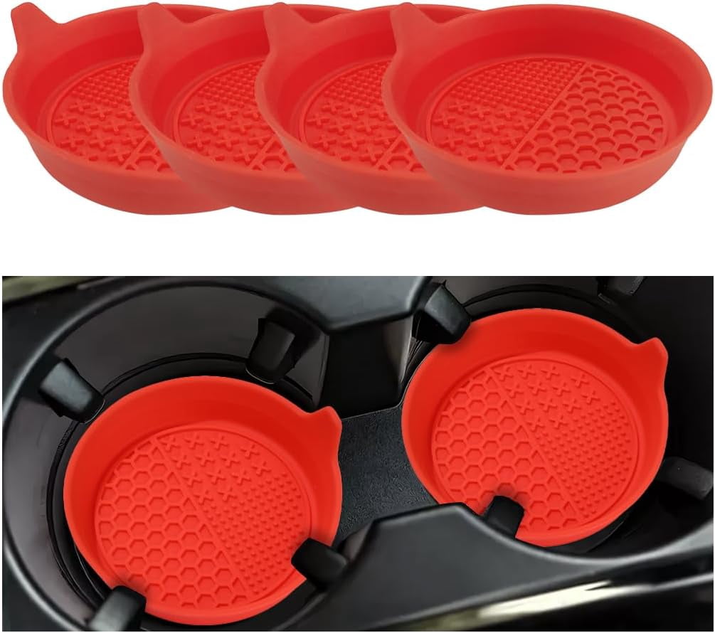 4PCS Car Cup Holder Coaster, Silicone Anti-Slip Vehicle Insert Water ...