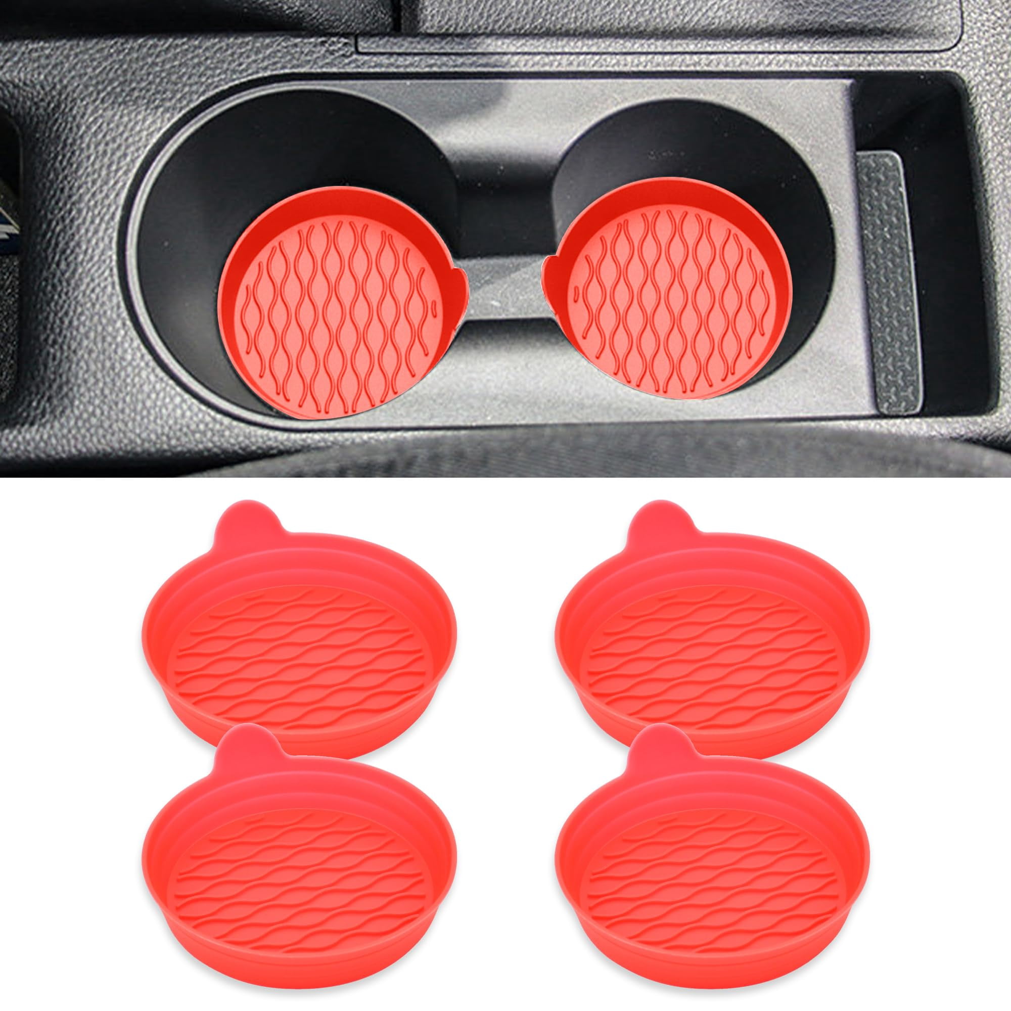 4PCS Car Cup Holder Coasters, Universal Silicone Non-Slip Insert Cup ...