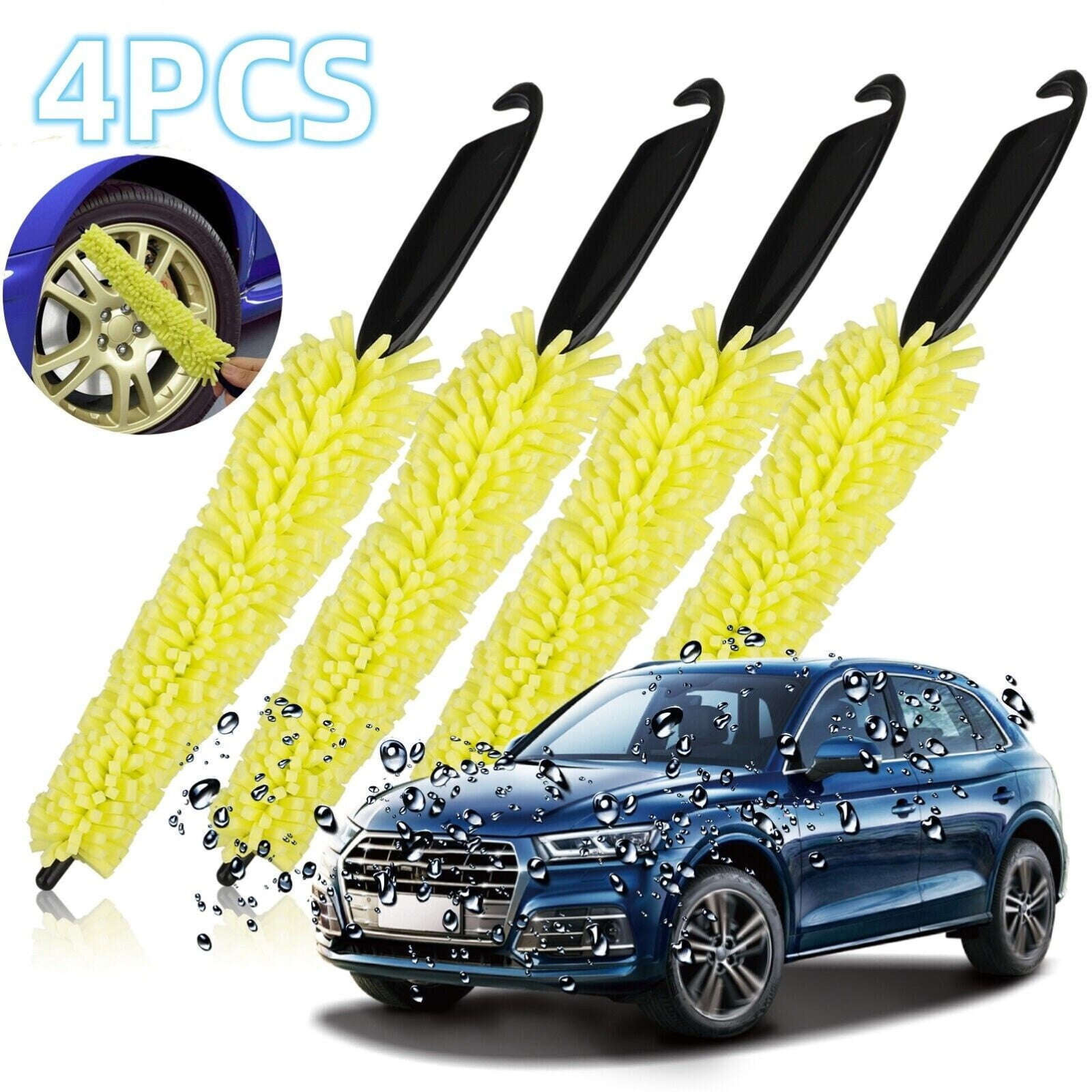 4PCS Car Detailing Cleaning Brush Tire Rim Washing Scrub Wheel Cleaner ...