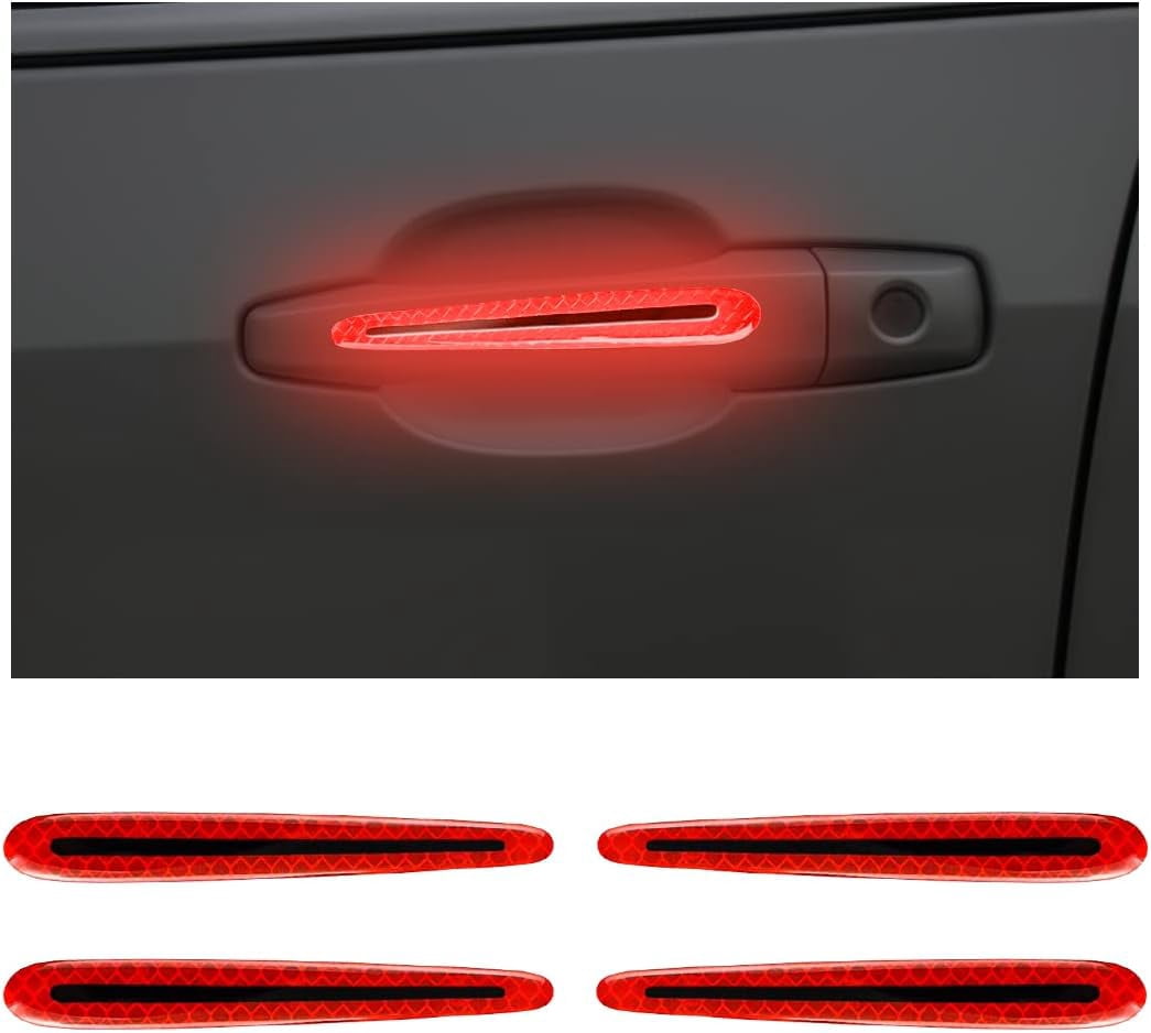 4PCS Car Door Handle Protector Reflective Stickers, 3D Car Door Handle ...