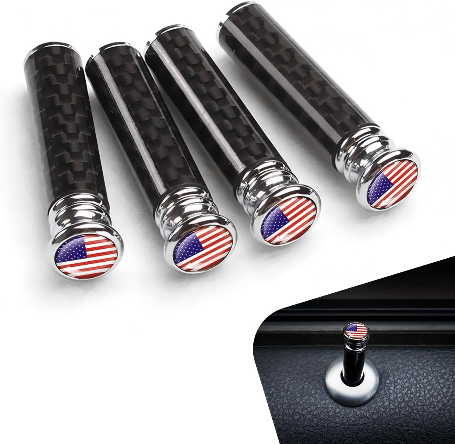 4PCS Car Door Lock Knobs, American Flag Patriotic Lock Pin Decorative ...