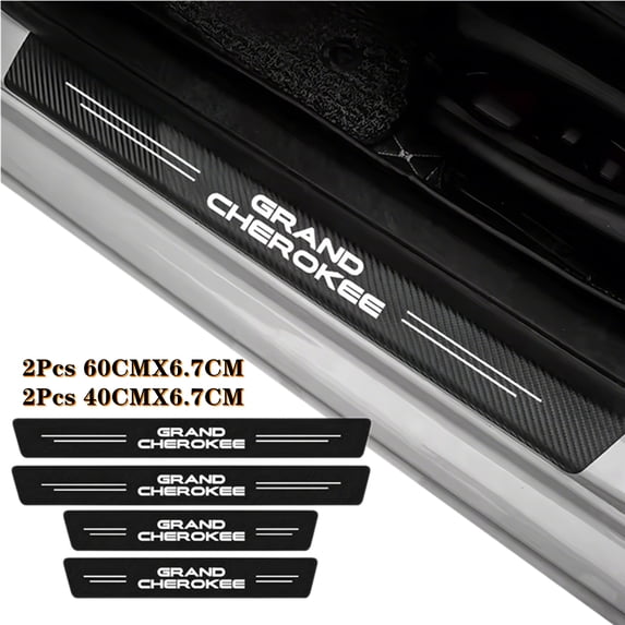 4PCS Car Logo Door Sill Scuff Plate Decor Carbon Fibre Stickers For ...