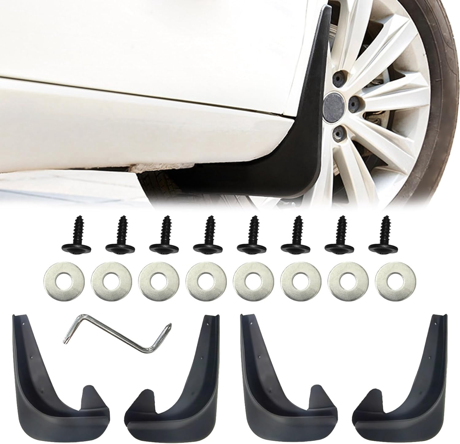 4PCS Car Mud Flaps, Black Mud Flaps Splash Guards, Fender Front & Rear ...