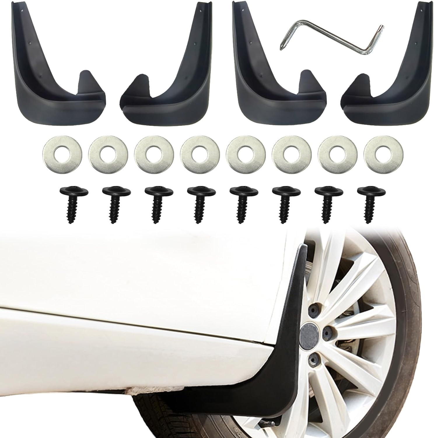 4PCS Car Mud Flaps, Black Mud Flaps Splash Guards, Front Rear Mud Flaps ...