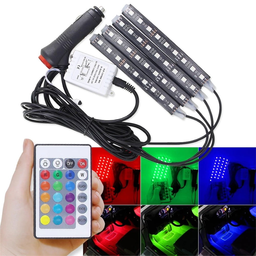 4PCS Car RGB USB 36 LED Light Strip Interior Atmosphere Neon Lamp ...