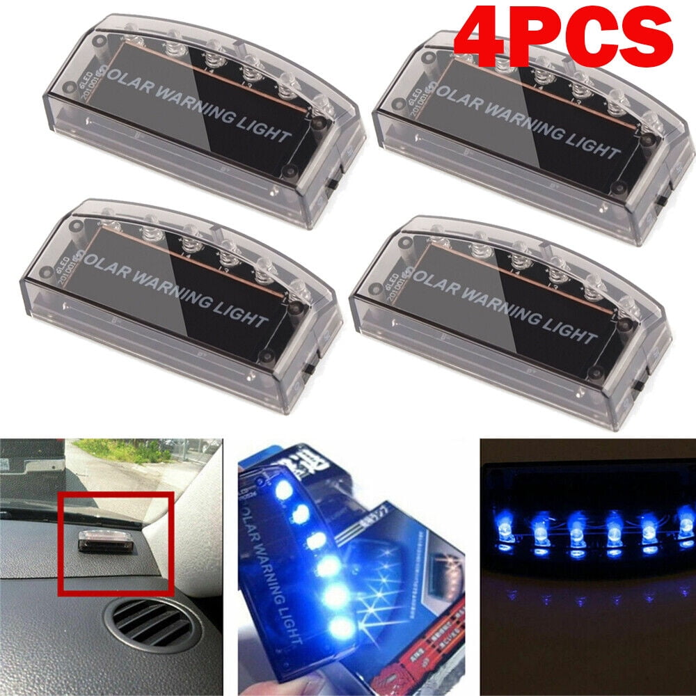 4PCS Car Solar Power LED Fake Alarm Warning Security Anti-Theft ...