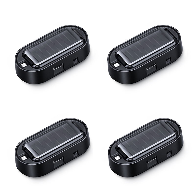 4PCS Car Solar Power Simulated Dummy Alarm, Red Anti-Theft LED Flashing ...