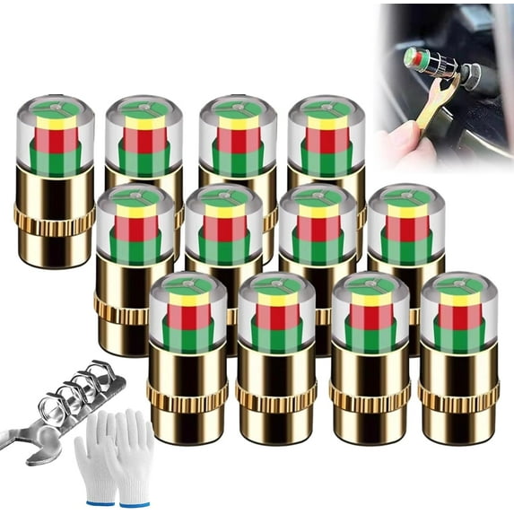 4PCS Car Tire Pressure Monitor Valve Stem Caps, 2.4 Bar 36psi Car Tire ...