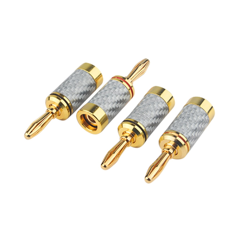 4PCS Carbon Fiber Banana Plugs Gold Plated Solderless Connectors ...