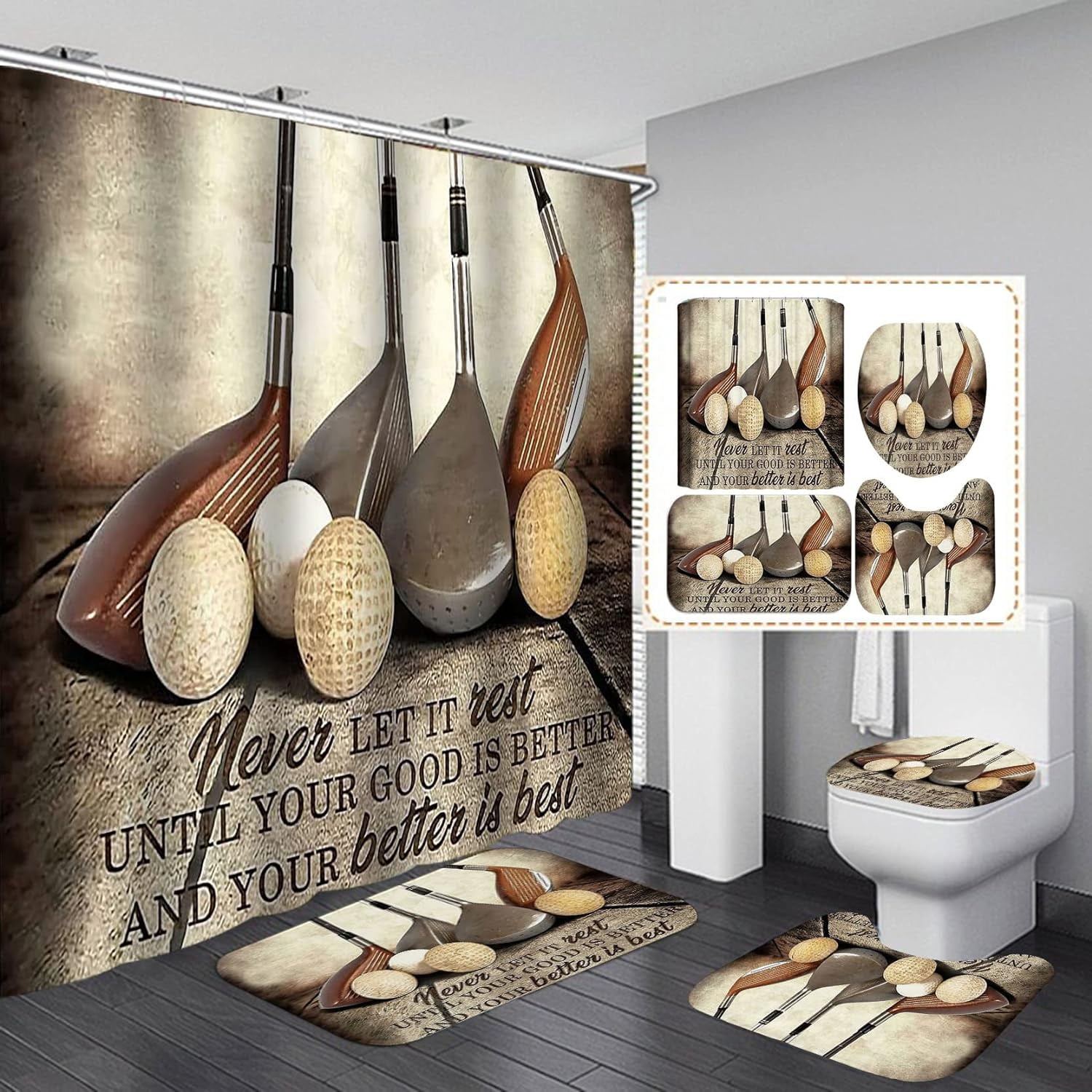 4PCS Cartoon Sports Shower Curtain Set, Colorful Graffiti Splash Paint ...