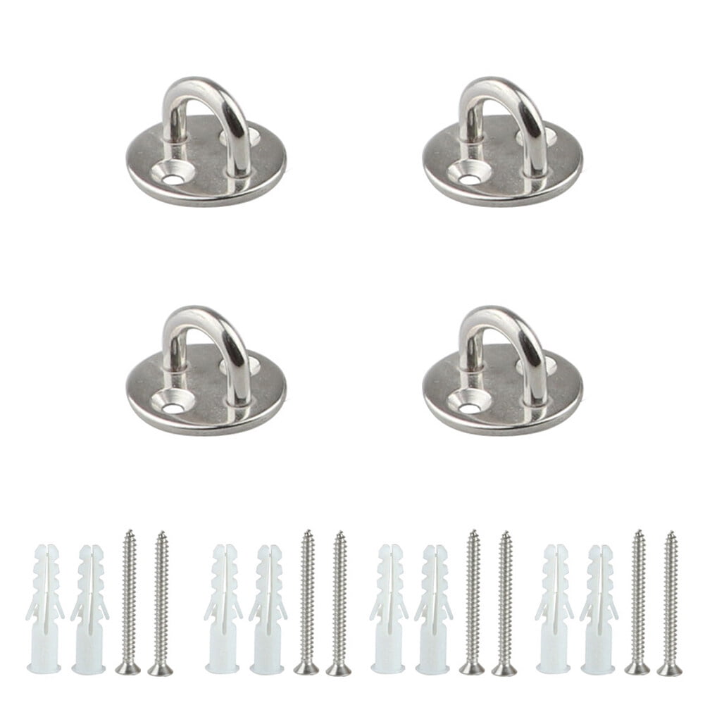 4PCS Ceiling Hooks Pad Eye Plate Stainless Steel U Hook Heavy Duty Wall ...