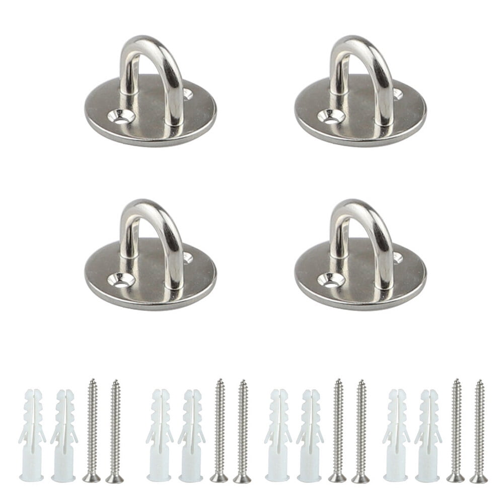 4PCS Ceiling Hooks Pad Eye Plate Stainless Steel U Hook Heavy Duty Wall ...