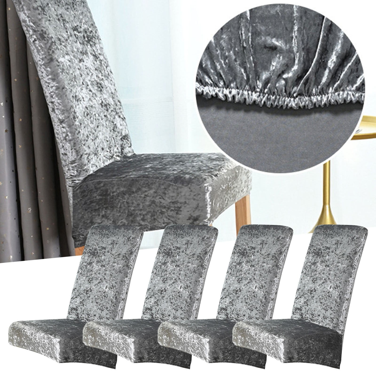 4PCS Chair Cover Jin Rong Hotel Milk Tea Shop Chair Cover Elastic Skew ...