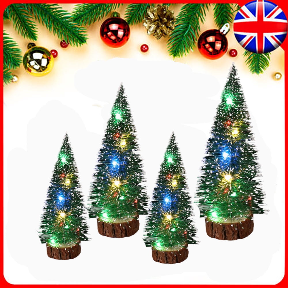4PCS Christmas Bottle Brush Trees with Lights, Mini Christmas Pine Tree ...