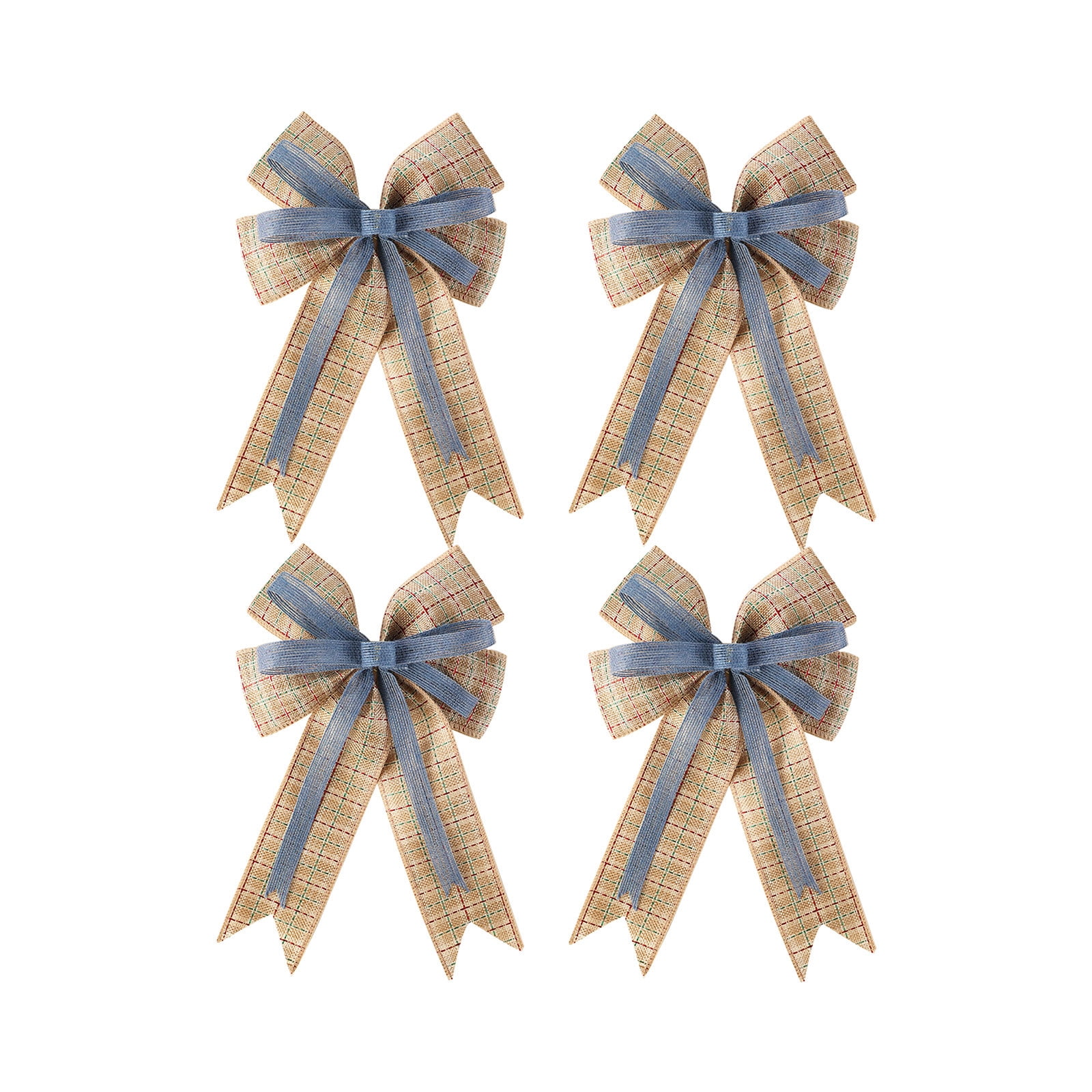 4PCS Christmas Burlap Plaid Bow for Wreaths Easter Bows for Wreaths ...
