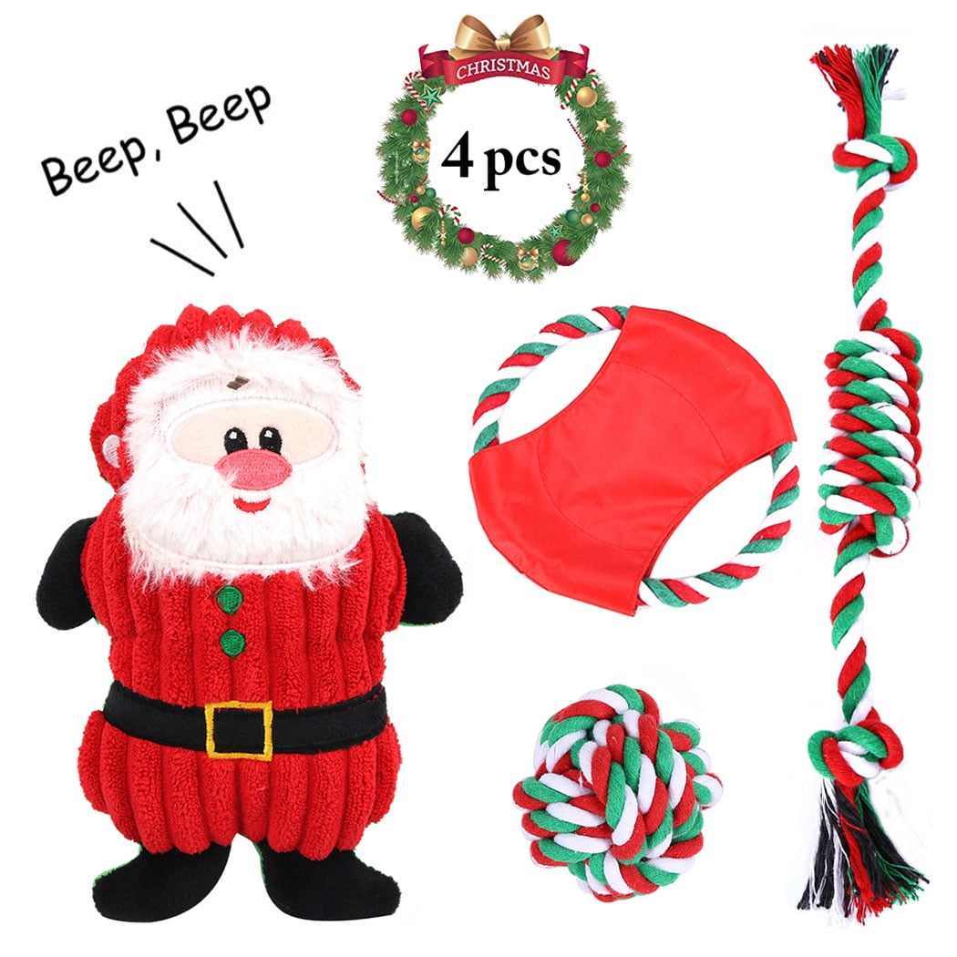 4PCS Christmas Dog Teeting Toy Santa Creative Funny Dog Squeaky Toy Pet ...