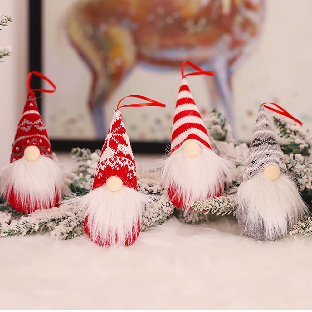4PCS Christmas Ornaments Handmade Swedish Tomte Gnomes Plush ...