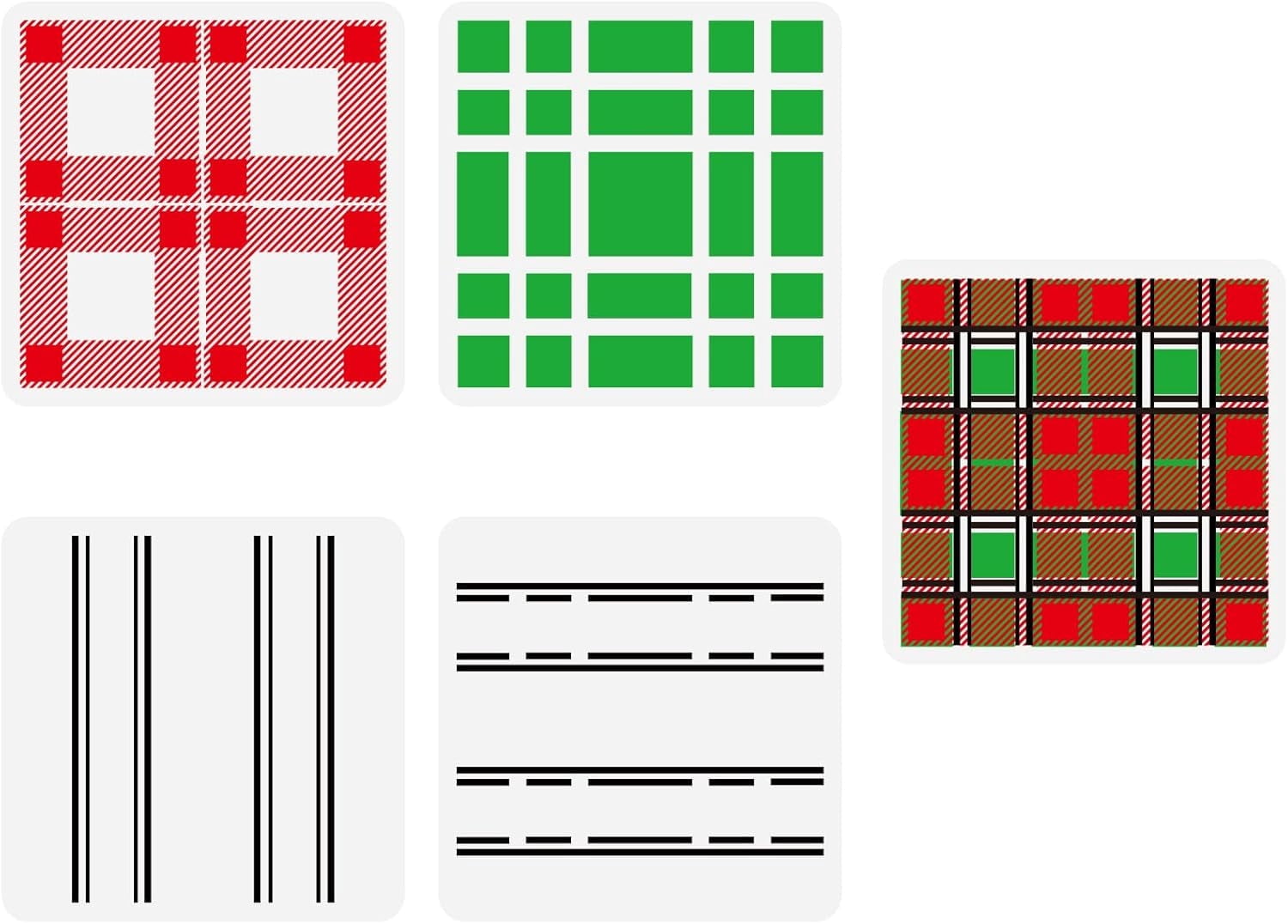 4PCS Christmas Plaid Painting Stencil 11.8x11.8inch Layered Plaid ...