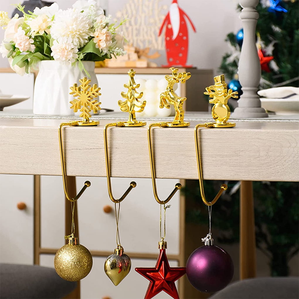 4PCS Christmas Stocking Hangers Stocking Holder for Mantel Set of 4 ...