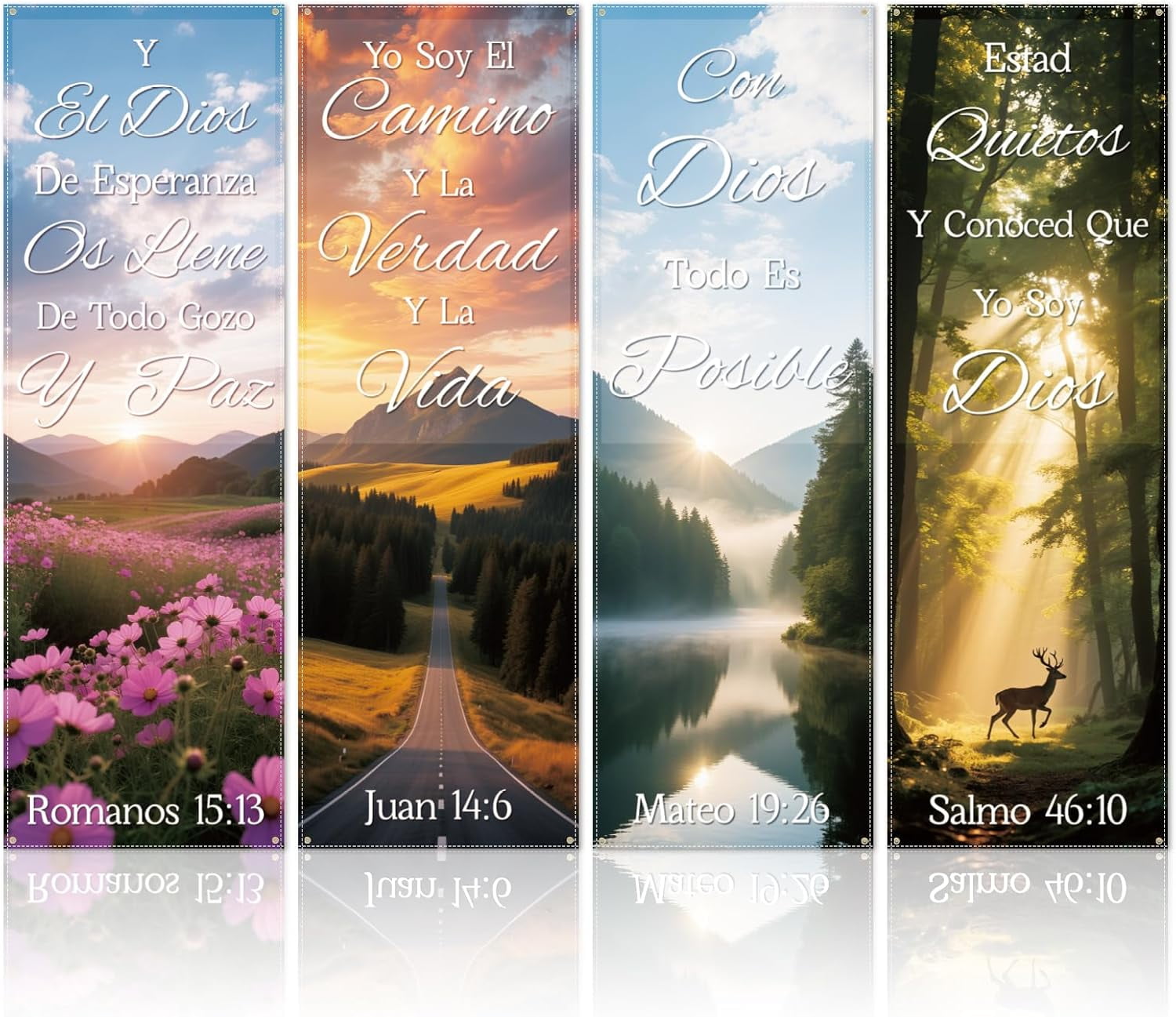4PCS Church Banners for Sanctuary Wall Mountain Jungle and Lake 72"x24 ...