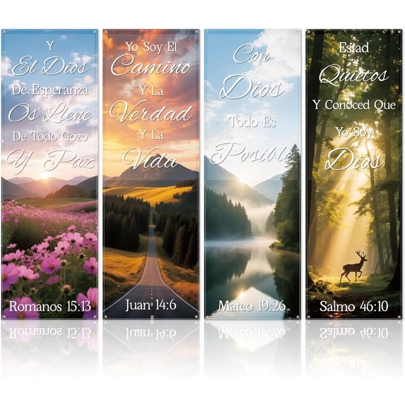 4PCS Church Banners for Sanctuary Wall Mountain Jungle and Lake 72"x24 ...