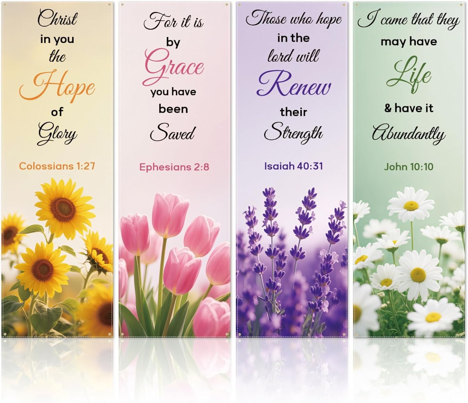4PCS Church Banners for Sanctuary Wall Sunflower Tulip and Lavender 72 ...