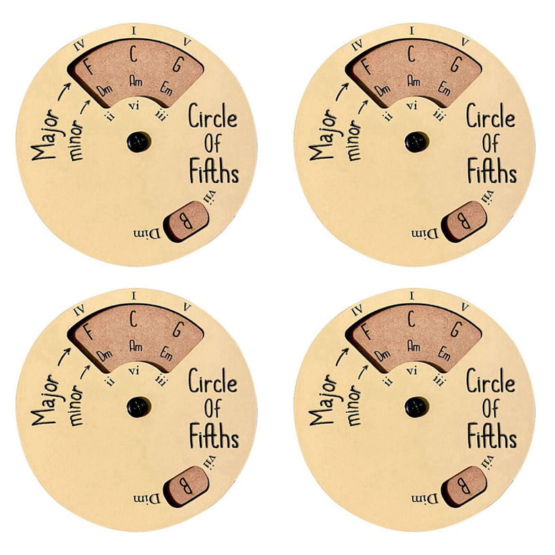 4PCS Circle of Fifths Wheel, Wooden Chord Wheel for Guitar Learning ...