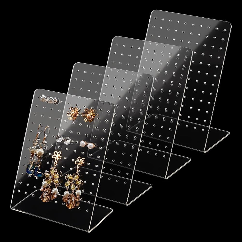 4PCS Clear Earring Holder 120 Holes Glass Earring Displays Organizer L ...