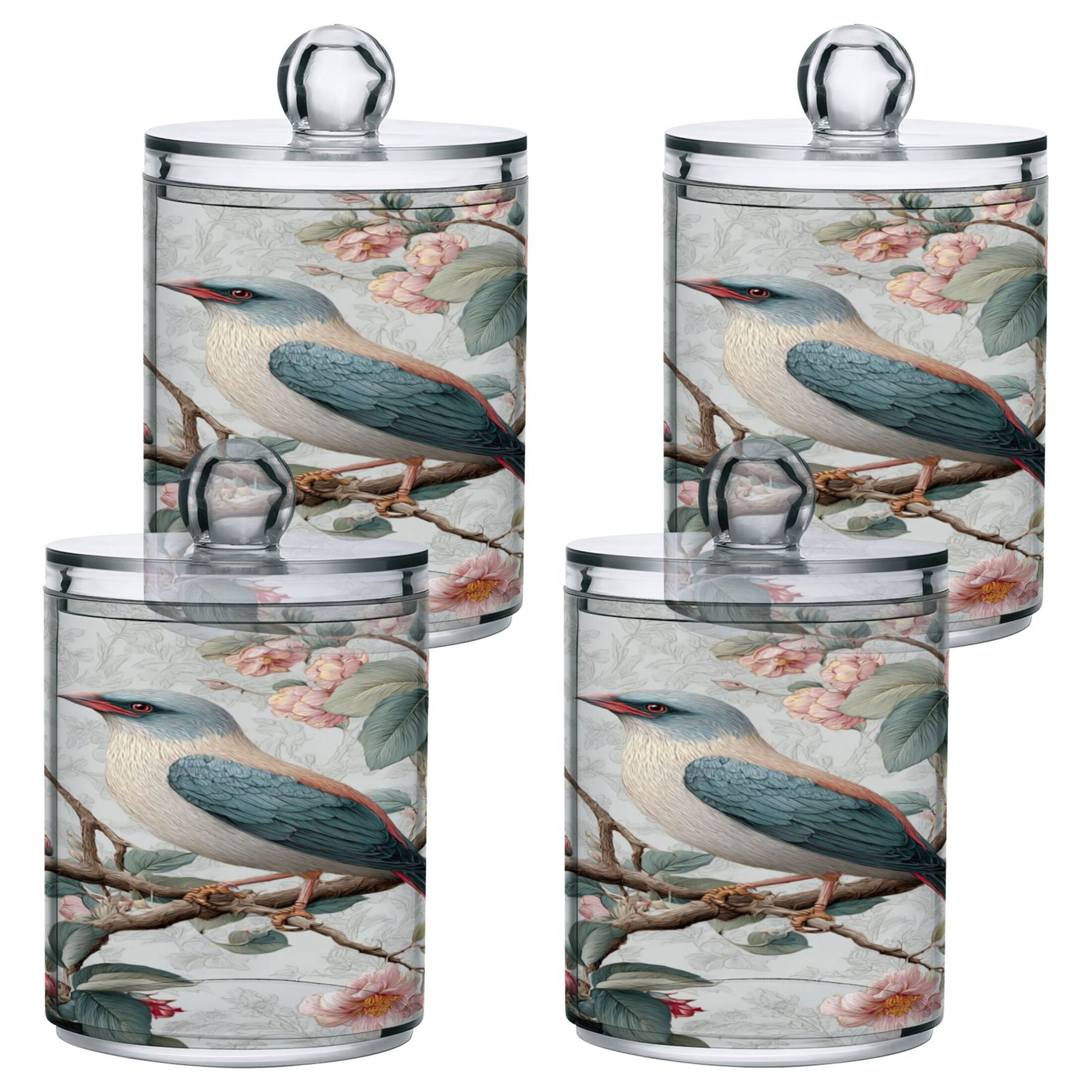 4PCS Clear Storage Jars Cotton Swabs Cans Translucent Plasticental ...
