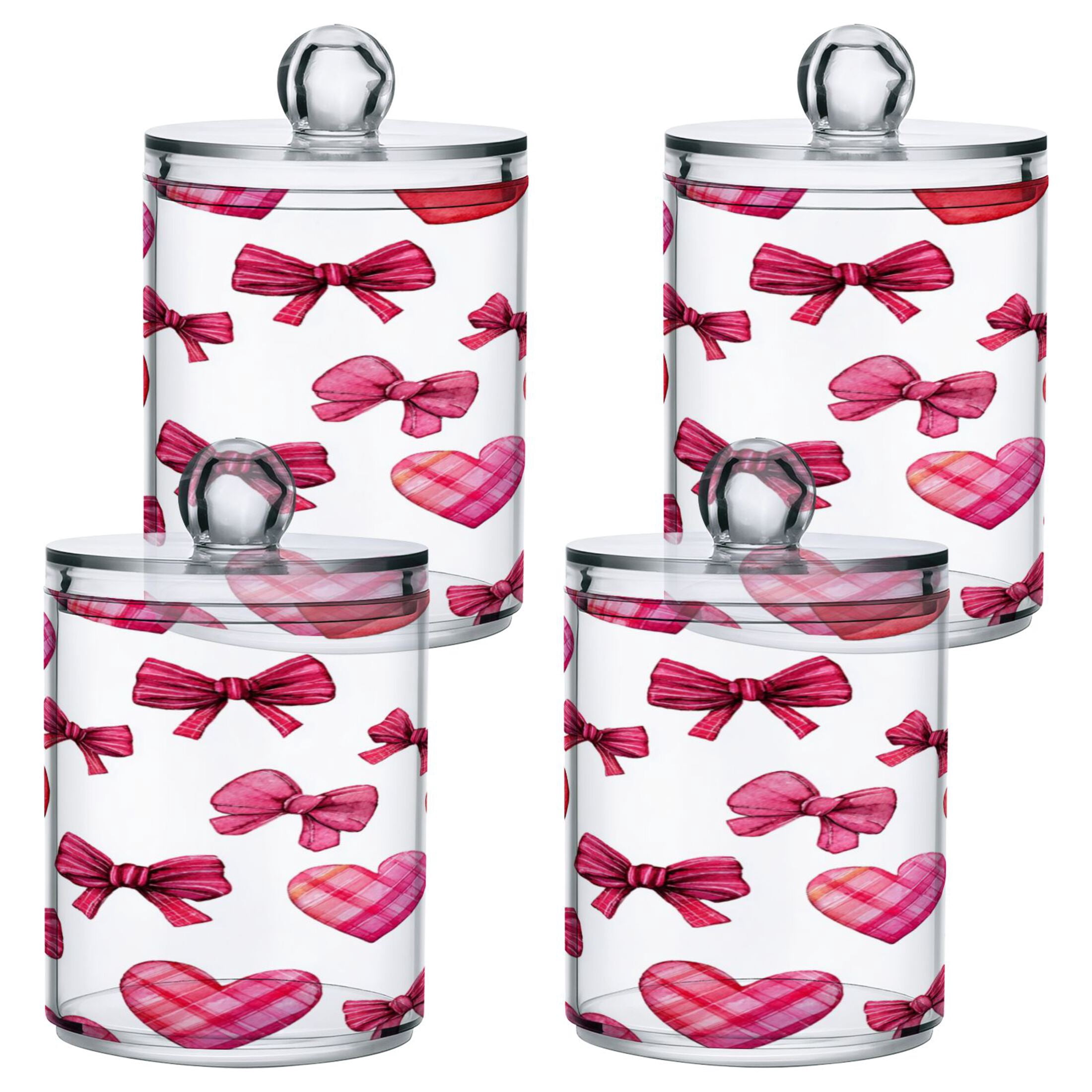 4PCS Clear Storage Jars Cotton Swabs Cans Translucent Plasticental ...