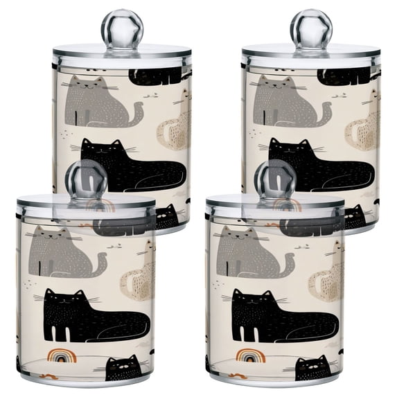 4PCS Clear Storage Jars Cotton Swabs Cans Translucent Plasticental ...