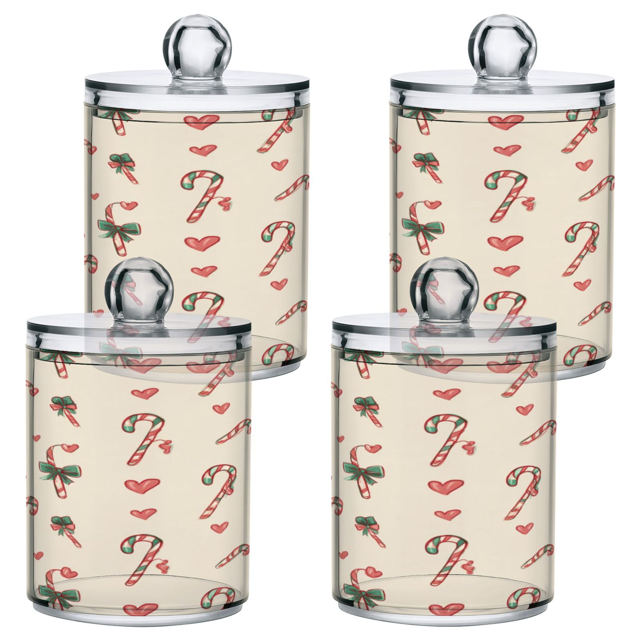 4PCS Clear Storage Jars Cotton Swabs Cans Translucent Plasticental ...