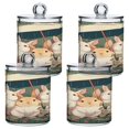 4PCS Clear Storage Jars Cotton Swabs Cans Translucent Plasticental ...