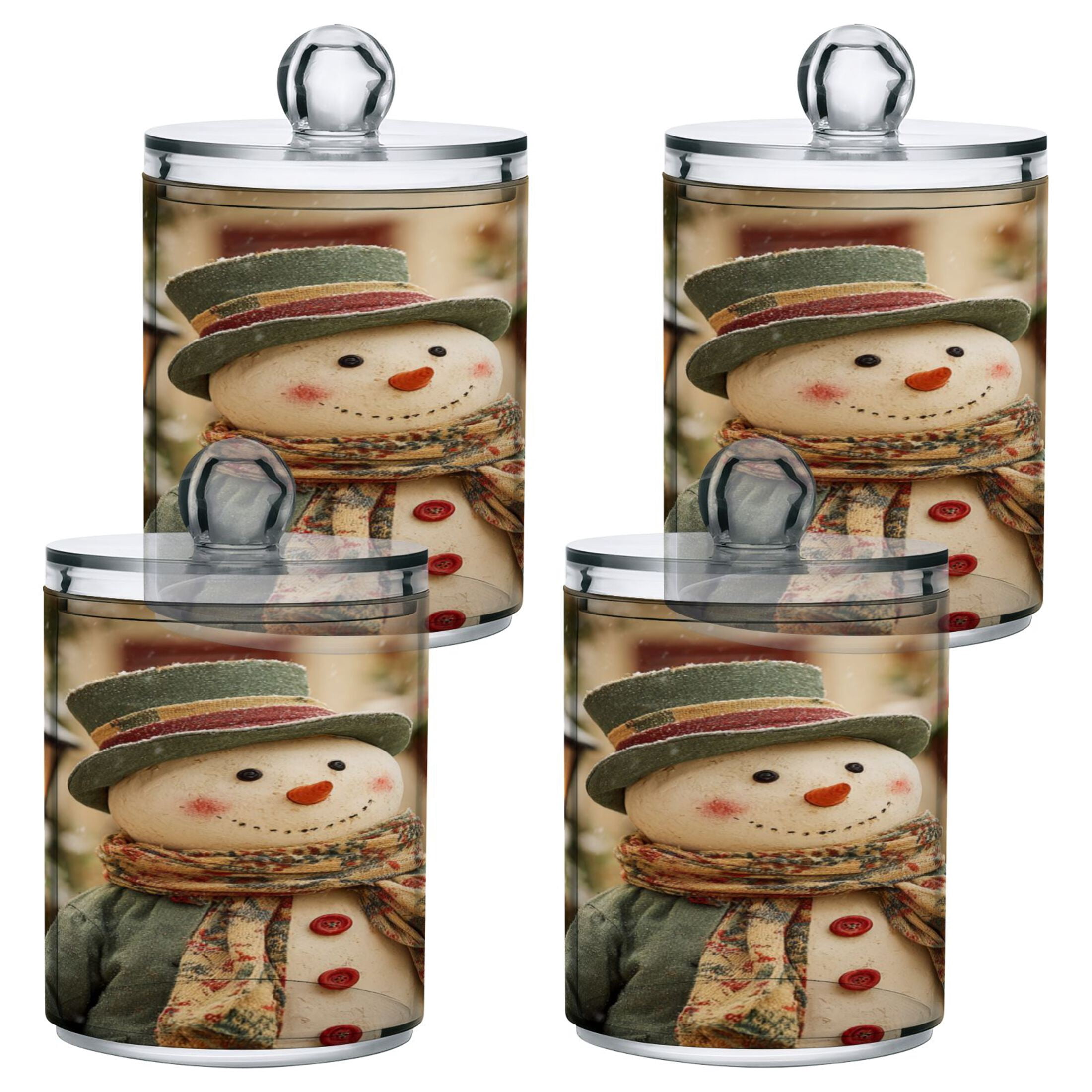 4PCS Clear Storage Jars Cotton Swabs Cans Translucent Plasticental ...