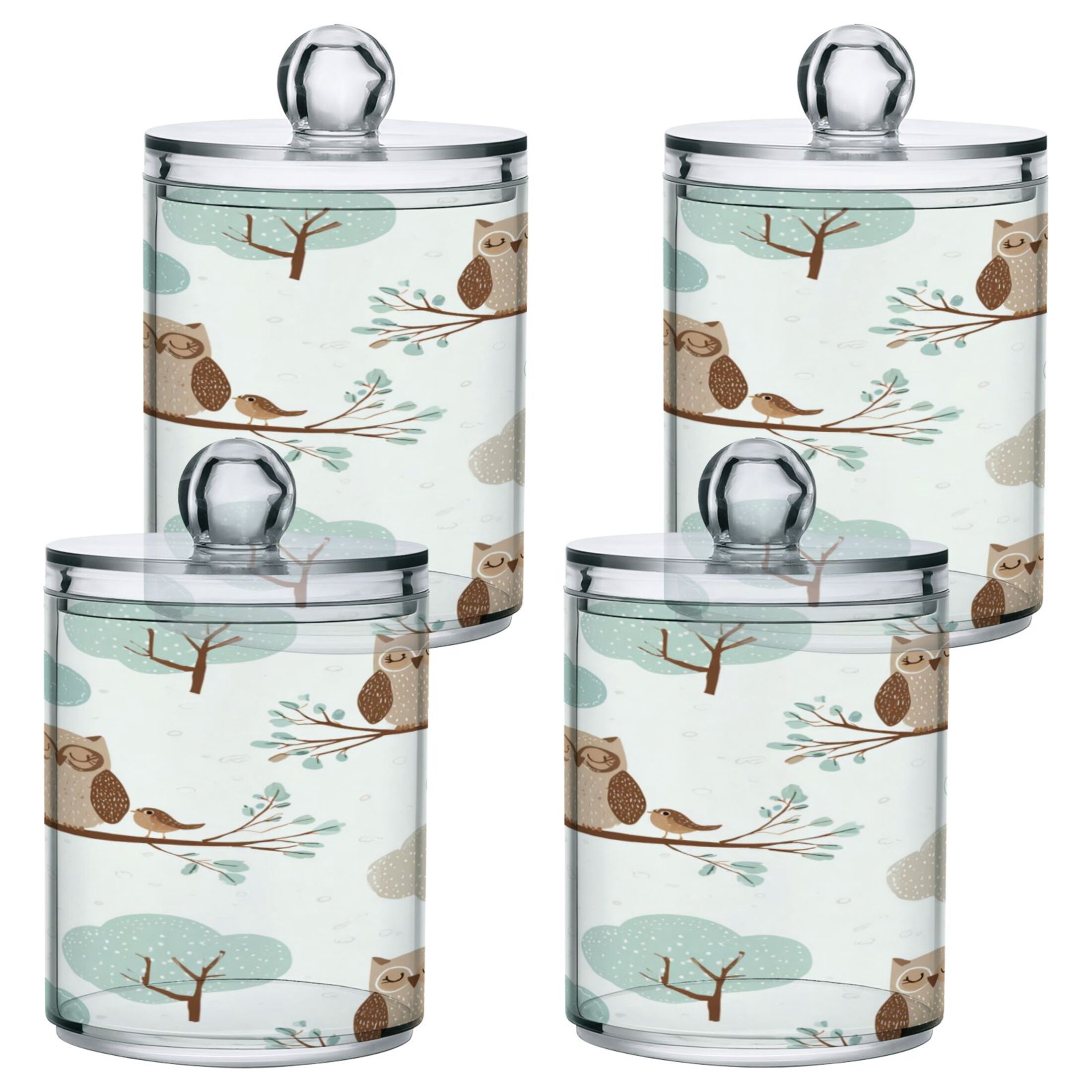 4PCS Clear Storage Jars Cotton Swabs Cans Translucent Plasticental ...