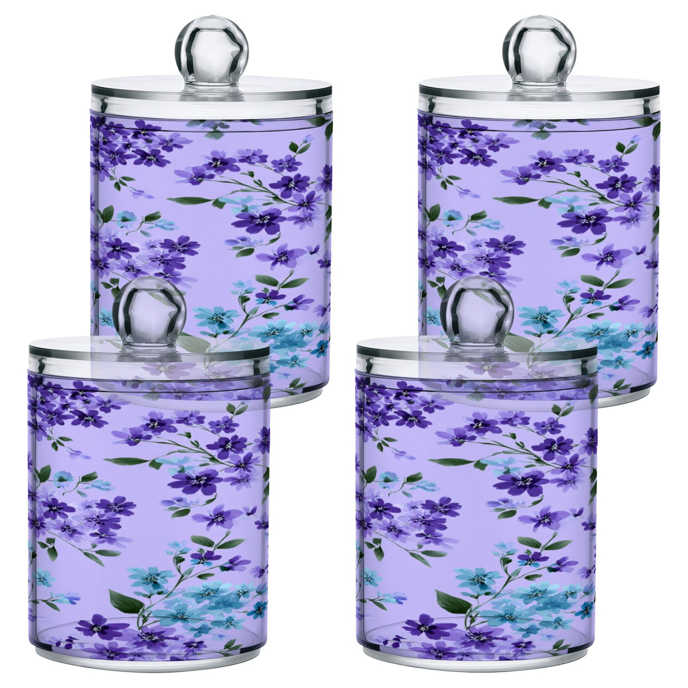 4PCS Clear Storage Jars Cotton Swabs Cans Translucent Plasticental ...