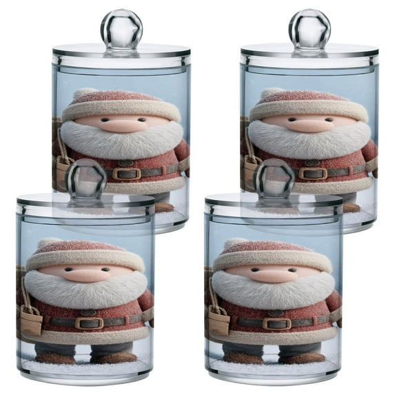 4PCS Clear Storage Jars Cotton Swabs Cans Translucent Plasticental ...