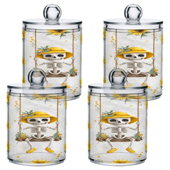 4PCS Clear Storage Jars Cotton Swabs Cans Translucent Plasticental ...