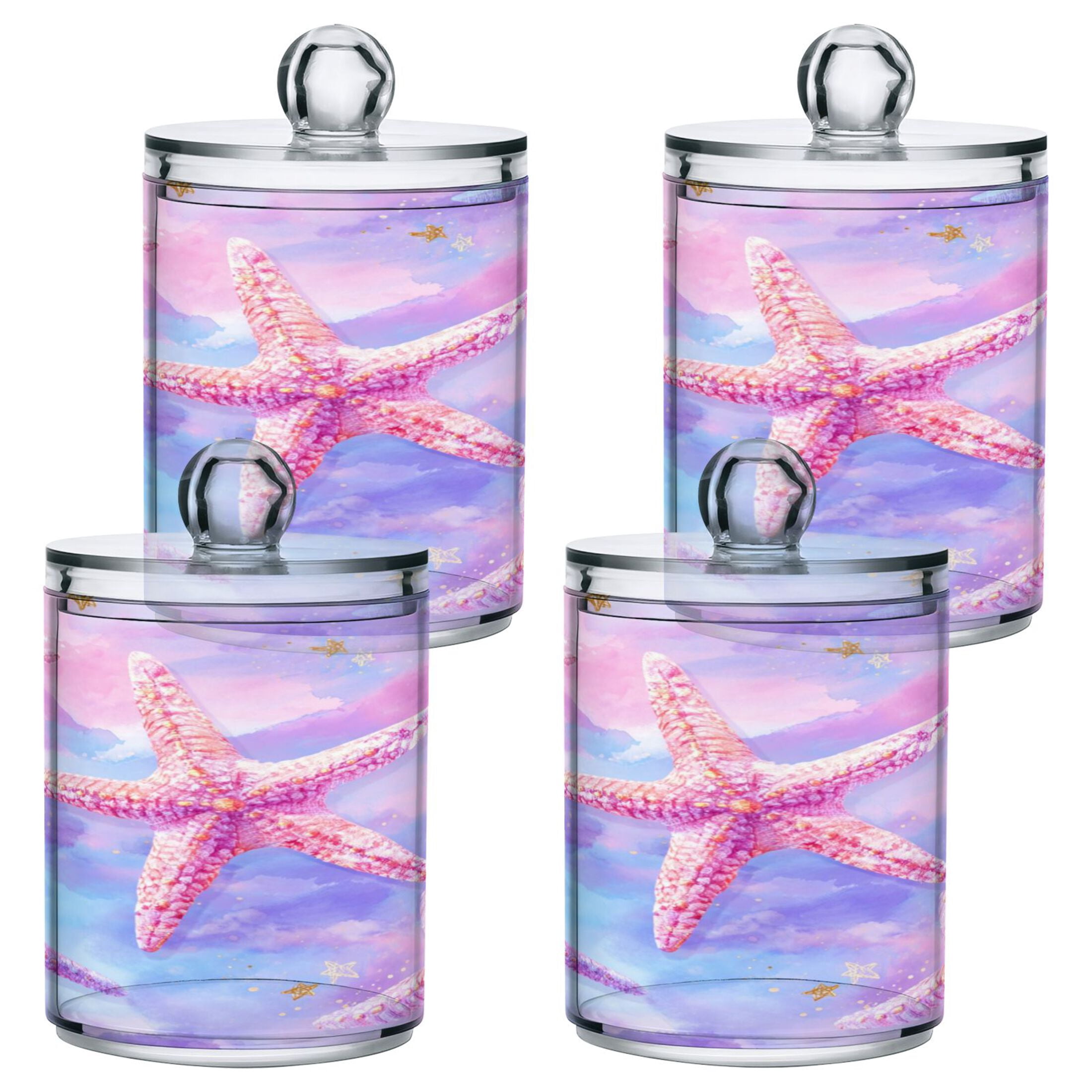 4PCS Clear Storage Jars Cotton Swabs Cans Translucent Plasticental ...
